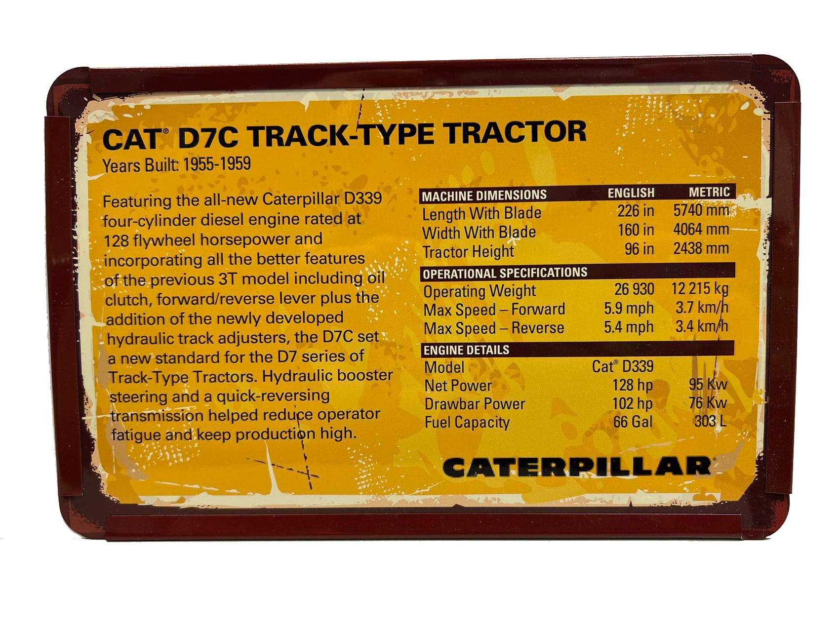 1:50 Cat®D7C Track Type Tractor — Diecast Masters America
