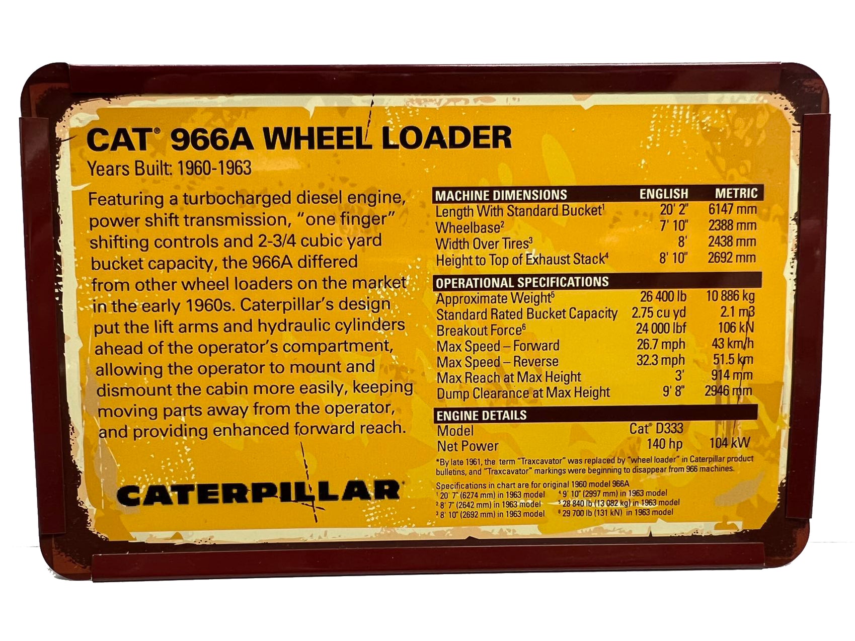 1:50 Cat 966A Wheel Loader — Diecast Masters America