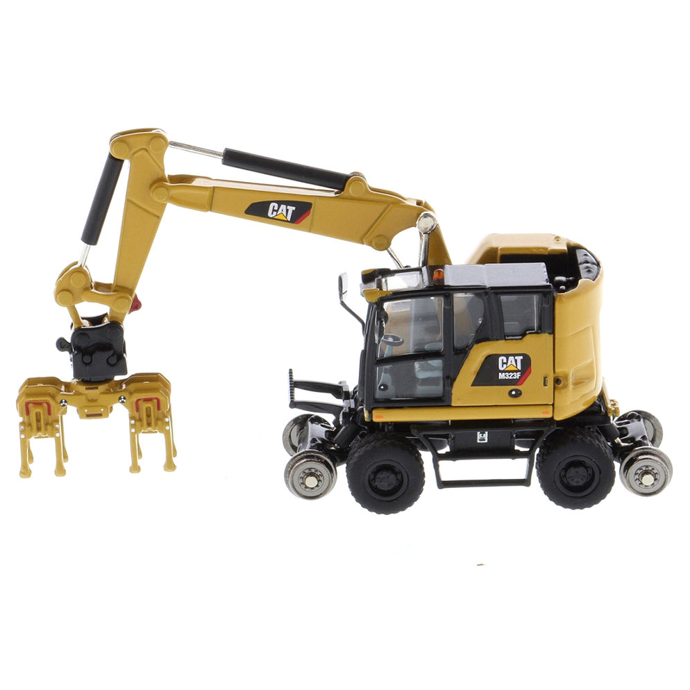 1:87 Cat® M323F Railroad Wheeled Excavator, Cat® Yellow with 3 work to ...
